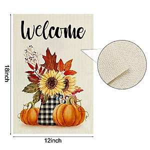 Fall Garden Flag, Fall Decorations For Home Garden Outdoor Flags Farmhouse Decor Welcome Yard Flags, Seasonal Garden Flags Thanksgiving Garden Flag Holiday Outdoor Fall Decor 12×18 Inch