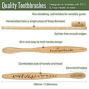 Premiumswede Bamboo Toothbrushes - Biodegradable Eco Friendly Soft Toothbrushes for Adults, Kids - Natural Wooden Toothbrushes with Soft Bristles - 10 Pcs Family Toothbrush Pack