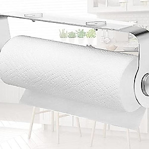 SLSFJLKJ Adhesive Kitchen Roll Paper Holder Under Cabinet Stainless Steel Paper Towel Holder for Kitchen Bathroom No Drilling