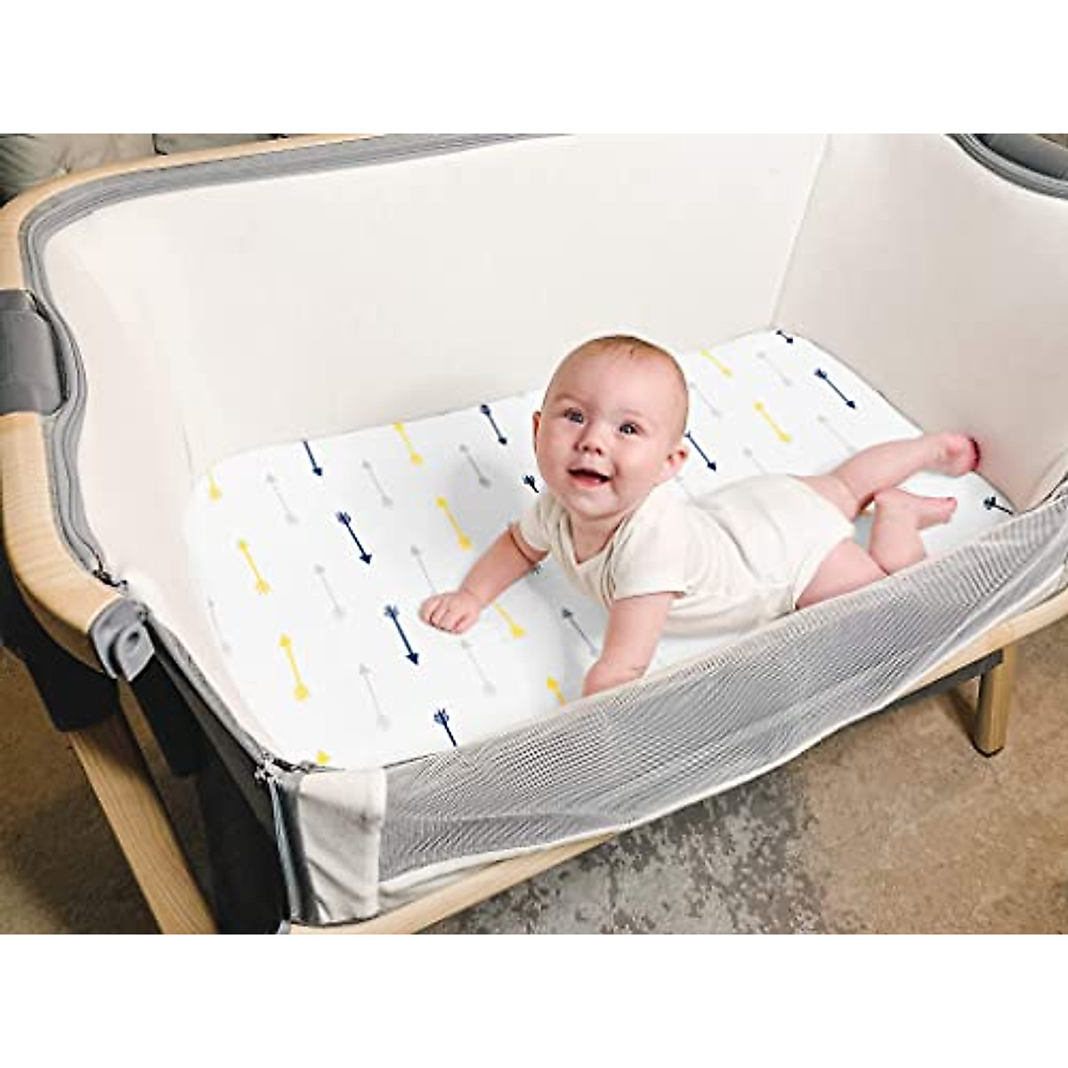 Bassinet Bed Sheets – Premium Bassinet Fitted Sheets 4 Pack – 100% Jersey Knit Cotton Cradle Sheets – Bassinet Bedding for Standard Size Oval or Halo Bassinet Pads – Bassinet Sheet for Boy & Girl