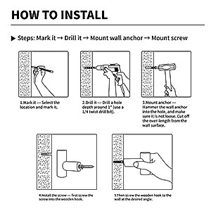 HUFEEOH Wood Wall Hooks, Purse Rack Wood Peg Hooks with Screw, Wall Hooks Heavy Duty Towel Hangers for Bathroom Wall (4PC, Walnut Wood)