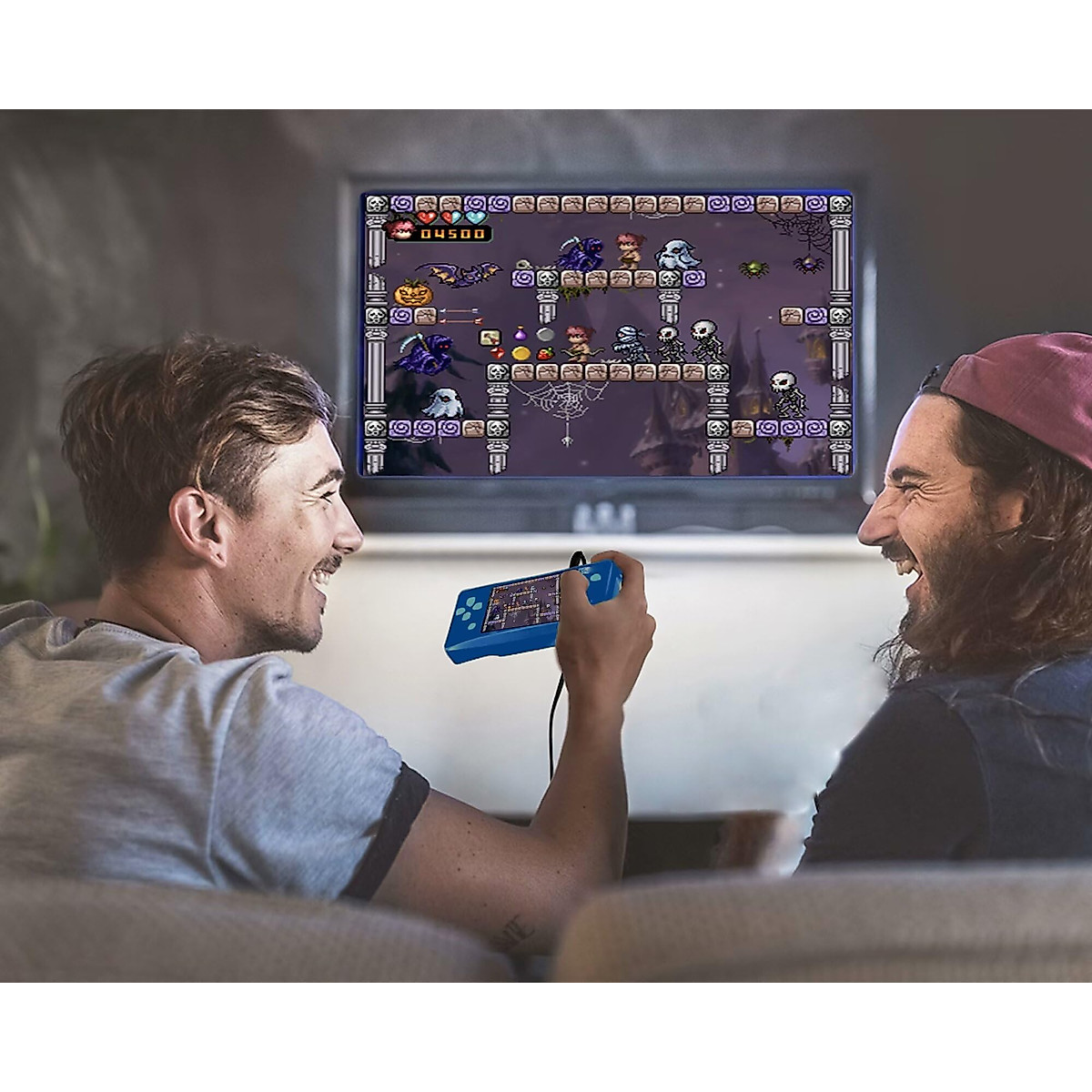 3.2" Large Screen Electronic Handheld Games for Kids Built-in 218 Classic Retro Video Games USB Rechargeable Arcade Gaming Player System Best Road Trip Partner for Boys 4-12（Blue）