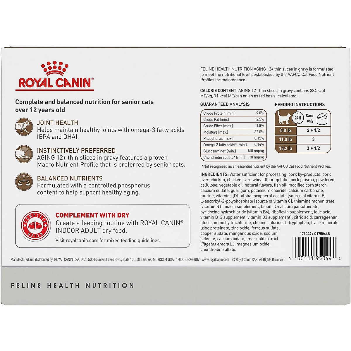 Royal Canin Aging 12+ Thin Slices in Gravy Canned Cat Food, 3 oz can (12-pack)