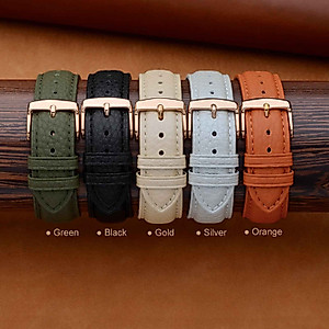 ANNEFIT Watch Band 18mm, Quick Release Textured Padded Leather Straps with Rose Gold Buckle for Men and Women (Brown)