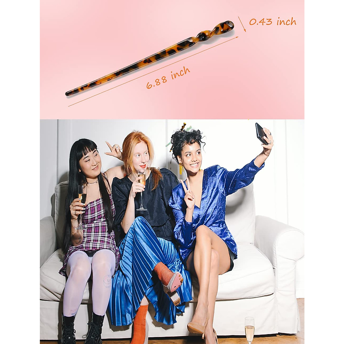 12 Pieces Acetate Hair Sticks Tortoise Shell Hairpin Leopard Shell Hair Pins Chinese Hair Sticks for buns Hair Styling Accessories Hair Chopsticks for Women Girls,12 Style Not Repeating Pattern