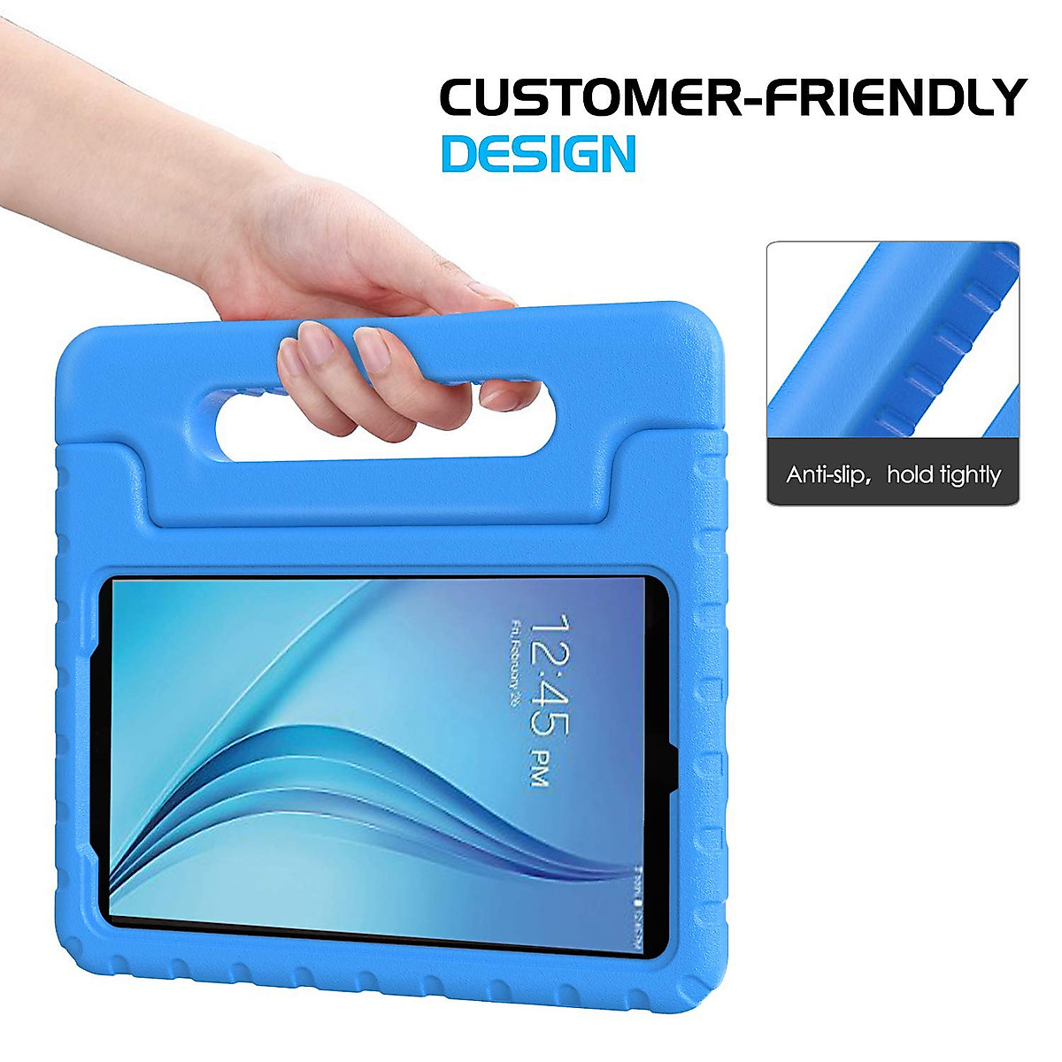 BMOUO Kids Case for Samsung Galaxy Tab E Lite 7.0 Inch - ShockProof Case Light Weight Kids Case Super Protection Cover Handle Stand Case for Children for Samsung Galaxy Tab E Lite 7 Inch Tablet - Blue