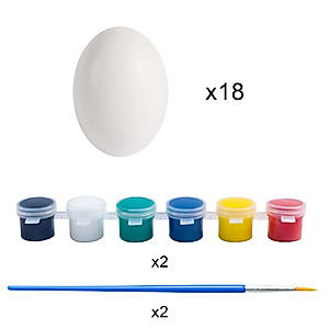 JOYIN 18 Pcs 2.36" Easter Eggs, White Wooden Eggs, Unpainted Wooden Fake Eggs for Kids Easter DIY Paint Your Own Egg Decor, Easter Eggs Hunt, Easter Craft, Easter Basket Stuffers, Crafts Activities