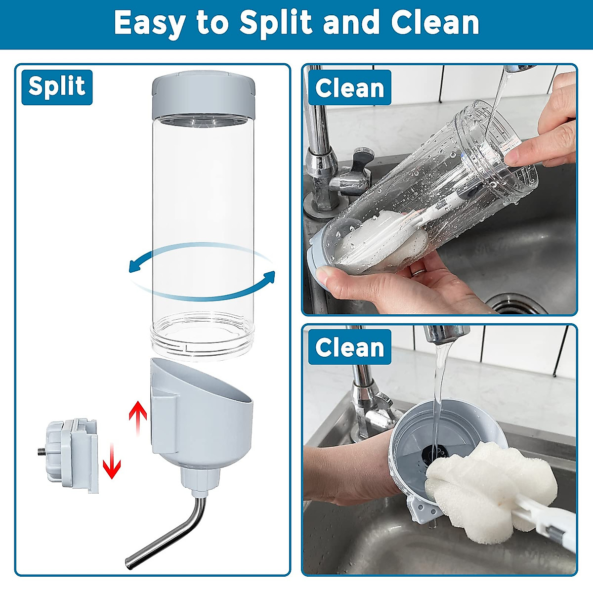 Vannon Top Fill Dog Water Bottle for Crate, Dog Water Dispenser for Cage, Pet Auto Feeding Water Bottle for Dogs & Rabbits, Leakproof, BPA Free, 23oz, [2023 New Upgraded]