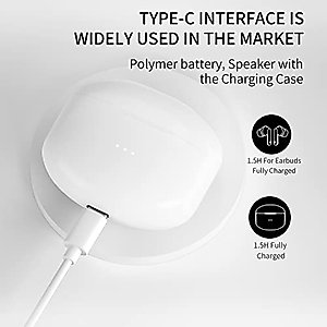 Wireless Bluetooth Earbuds Microphone Active Noise Cancellation Stereo Portable with Charging case Headset IPX7 Waterproof Earphones,Sport Music Game Call ，for iPhone Android (White)