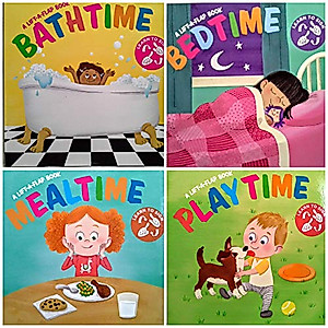 Interactive Lift-A-Flap Sign Language Book Set for Kids: Bathtime, Bedtime, Mealtime & Playtime; Learn to Sign Board Book (Set of 4 Books)