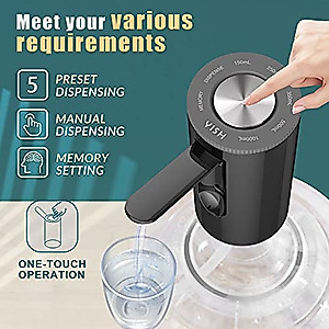 5-Gallon Water Bottle Pump Dispenser: YISH Electric Water Dispenser for Bottled Water Foldable Drinking Water Pump USB-Charging Water Bottle Dispenser Automatic Water Gallon Pump