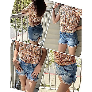 Arshiner Girls Denim Hot Shorts Casual Summer Mid Waisted Short Pants with Pockets 7-8 Years