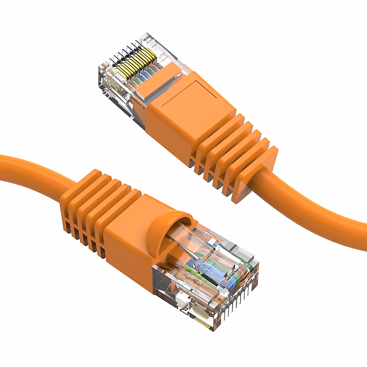 CABLYTIC (100 Pack Cat 6 Ethernet Cable 12 Feet Orange UTP Booted 12 FT Computer Network Cable, Internet Cable, Cat 6 Cable
