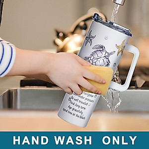 Gome 40 oz Sea Turtle Tumbler with Handle - Insulated Stainless Steel Ocean-Themed Cup with Lid and Straw - Keeps Drinks Cold and Hot,Birthday Gifts for Women - Hand Wash Only