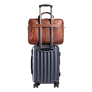 KomalC 16 Inch Leather briefcases Laptop Messenger Bags for Men and Women Best Office School College Satchel Bag