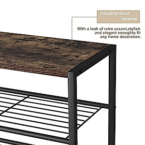 HOMEFORT 4-Tier Metal Shoe Rack, All-Metal Shoe Tower,Shoe Storage Shelf with MDF Top Board,Each Tier Fits 3 Pairs of Shoes,Entryway Shoes Organizer with Sturdy Metal Shelves in Rustic Brown,23.23"