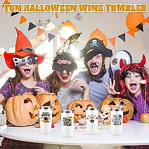 Dandat 4 Pieces Novelty Halloween Gifts For Her Trick Or Treat Tumbler with Lid Straw Brush 20 oz Stainless Steel Coffee Mug, Halloween Witches Mug Tumbler for Halloween Decorations Indoor, Outdoor