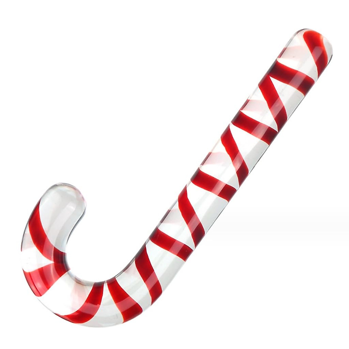 Glass Sex Toy Wand Double-Ended Butt Plug Anal Beads G-spot Stimulation to Dildo Christmas Gift Candy Cane Unisex Anal Butt Plug for Men Women (17.5cm, Candy A)