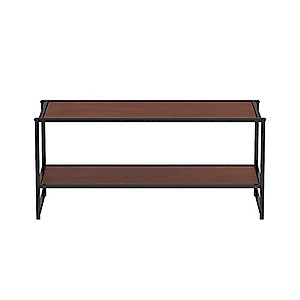 ZINUS Garrison 40 Inch Black Metal Frame Media Stand / TV Stand with Shelf / Easy Assembly, Red mahogany wood grain