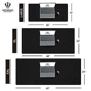 Large Leather Desk Mats for Keyboard and Mouse Pad, Anti-Skid Backing with Heat Resistant and Waterproof Surface, Responsive Desktop for Gaming, Writing, or Home Office Work (Black, 17X36)