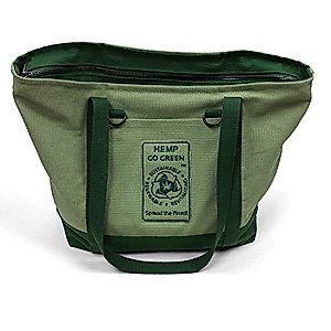 Hemp Go Green 100% Hemp Canvas Washable Heavy-Duty Zippered Tote Bag - Every Day Carry Tote Bag