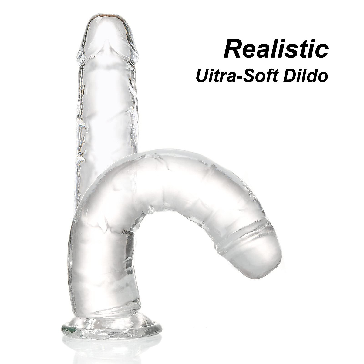 Realistic Dildo 7.1 inch, Clear Dildo with Strong Suction Cup for Hands-Free Play, Soft Material Adult Sex Toys for Beginner and Couple