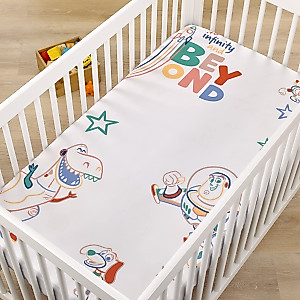 Disney Toy Story Green, Red, Blue and White to Infinity and Beyond Color Crazy Nursery Photo Op Fitted Crib Sheet