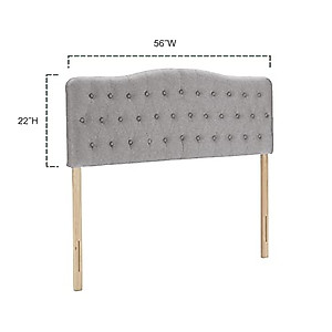 Iroomy Upholstered Full Headboard, Button Diamond Tufted Headboard with Adjustable Height and Solid Wood Leg, Linen Fabric Padded Headboard for Full Size Bed, Mordern Head Board, Grey