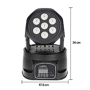 Lixada Moving Head Light 7x10W Moving Head 4 In 1 RGBW Professional 9/14 Channels DMX-512 DJ lights 100W AC 100-240V Sound Active for KTV Club Bar Party Disco DJ Show Bands