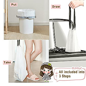 LEAMOO 7 to 8 Gallon / 30 Liter Gallon Drawstring Trash Bag, Thickened Medium Garbage Bags, 60 Count