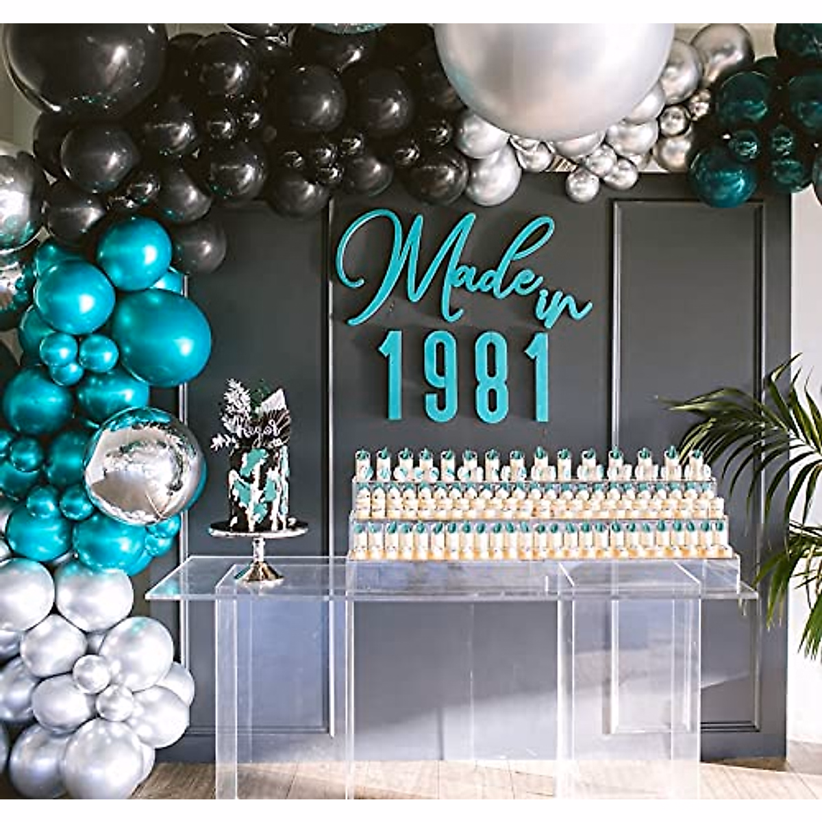 Oopat DIY Metallic Emerald and Teal Balloon Garland Arch Kit Engagement Anniversary Communion Graduation 30th Birthday Event Backdrop Party Decoration (Emerald and Teal)