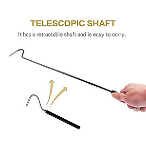 CONSIO Retractable Reptile Hook, Portable Mini Snake Hook Collapsible Stainless Steel Snake Tool, and Snake & Reptile Hook Retractable Catching Snake Handling Tool