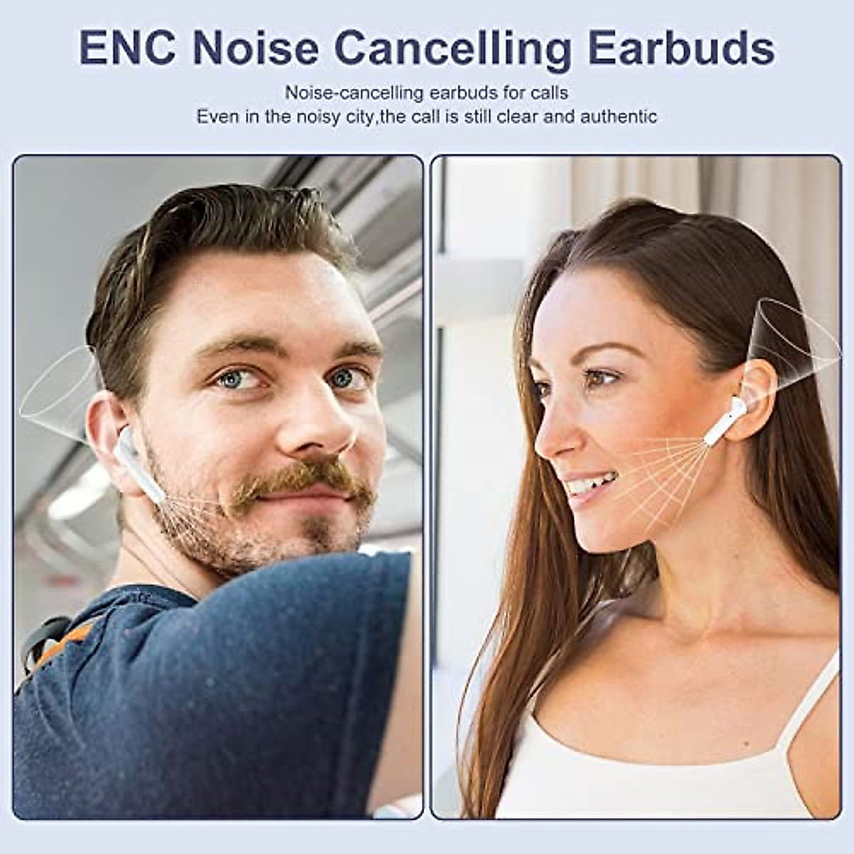 Wireless Earbuds, Bluetooth 5.3 Wireless Headphones with Noise Cancelling Microphone, IPX7 Waterproof Bluetooth Earphones, 30H Playtime Hi-Fi Stereo Sound Headset for iPhone/Android/Samsung