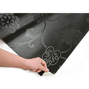 Peel and Stick Flame Retardation PVC Instant Floral Decorative Self-Adhesive Film Countertop Backsplash Grace Black Pearl (MF5154-6 : 2.00 Feet X 6.56 Feet)