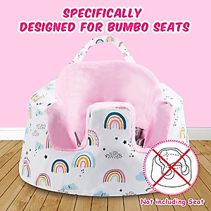SMTTW Seat Cover Compatible with Bumbo Seat, Summer Cooling Breathable Seat Cover with Portable Hand Belt for Baby Boy Girl (Pink Rainbow)