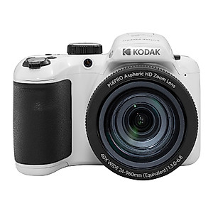 Kodak PIXPRO AZ405 16MP Astro Zoom Digital Camera with 40x Optical Zoom (White) Bundle with Kodak 32GB SD Card and 4AA Batteries (3 Items)