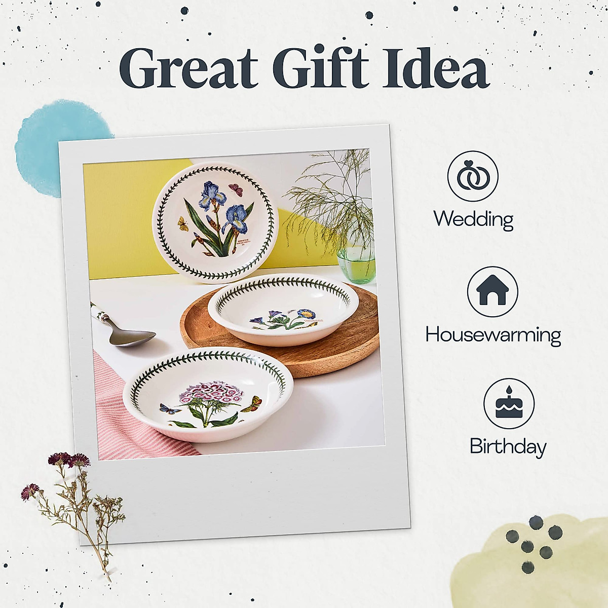 Portmeirion Botanic Garden 30 Piece Earthenware Dish Set | Dinnerware Set for 6 | Earthenware Dish Set | Includes Dinner Plates, Side Plates, Mugs, Soup Bowls, & Pasta Bowls