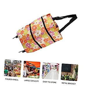 Ciieeo Shopping Bag Foldable Tote Bag Trolly Cart with Wheels Foldable Cart Folding Trolley Cart Shopping Bag with Wheels Trolley Shopping Bags Grocery Tote Folding Shopping Cart Bag Tram