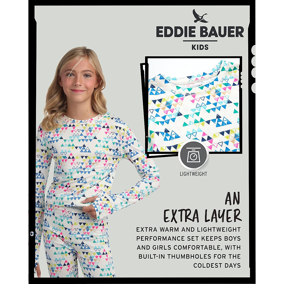 Eddie Bauer Thermal Underwear For Kids - 2 Piece Performance Base Layer Underwear Set For Boys and Girls (5-16), Size 7-8, Egret