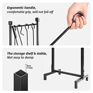 NIERBO 5 Pieces Fireplace Tools Set Strength Wrought Iron Indoor Outdoor Fire Place Toolset Hearth Accessories Kit with Fireplace Brush, Fire Poker, Fireplace Shovel, Firewood Tong