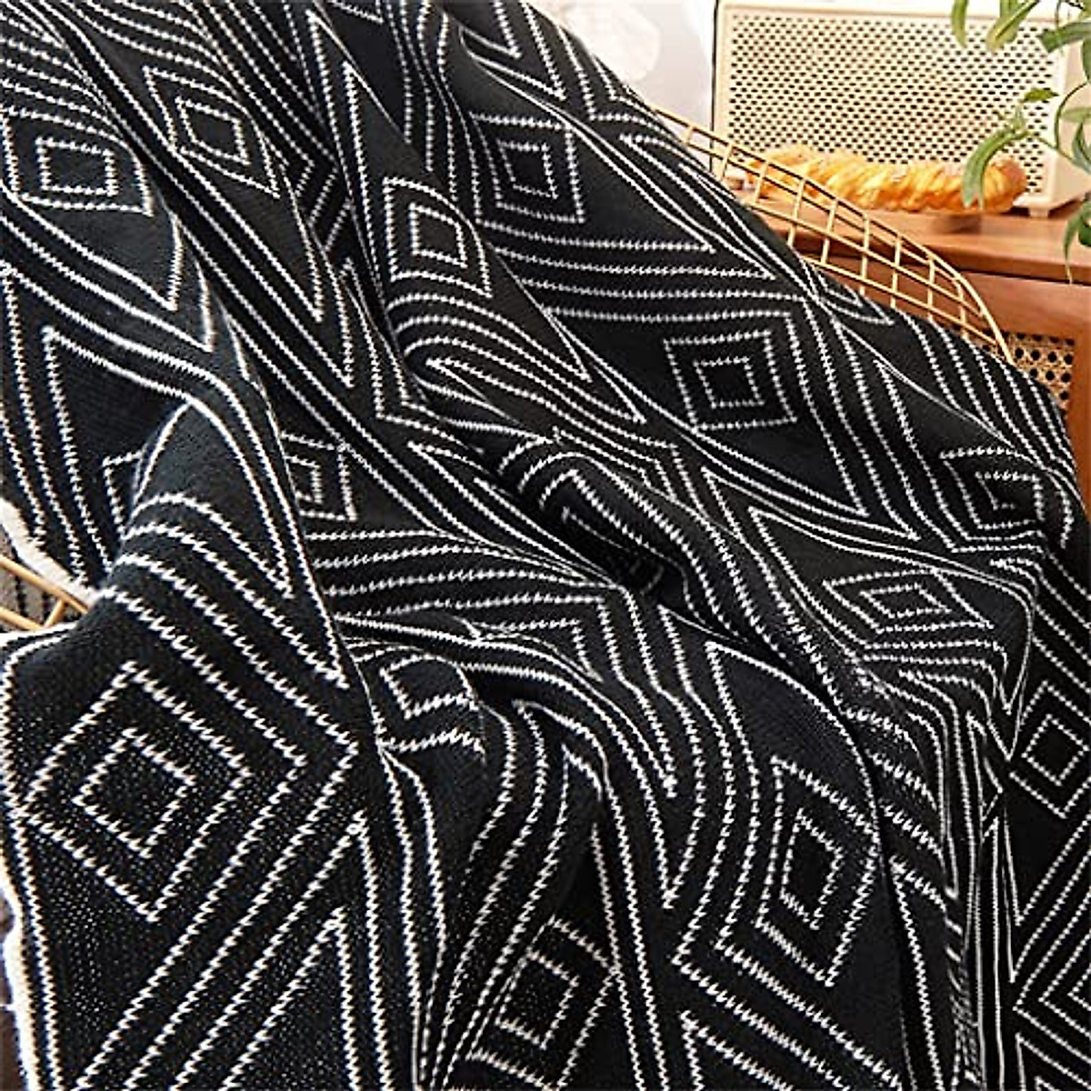 BuccaN Gray Knitted Leisure Small Wool Blanket Quilt Summer Thin Section Nap Sofa Blanket Single Cover Blanket (Color : Black and White Gray, Size : 130 * 170CM)