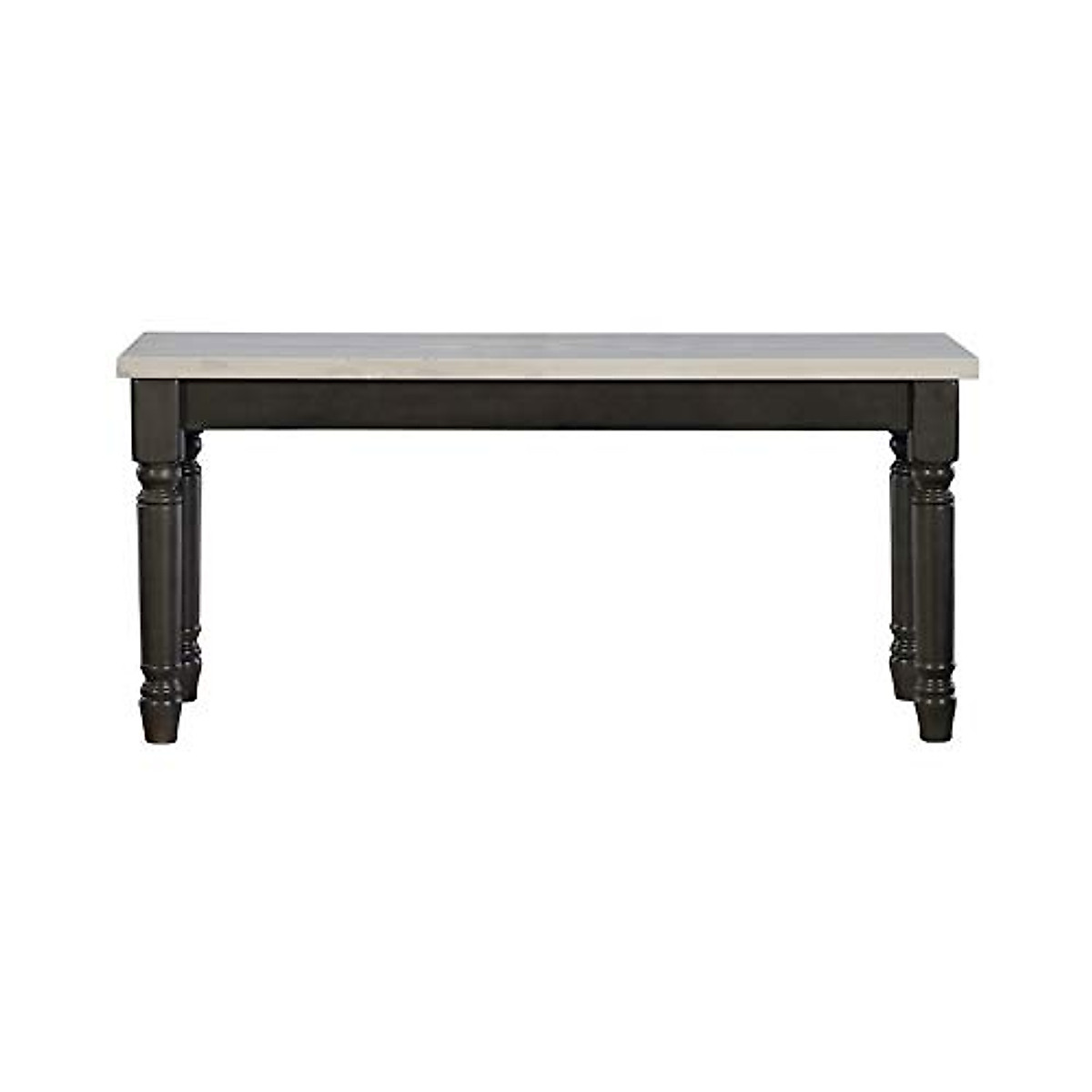 Powell Linon Willow Wood Dining Bench in Smokey White and Dark Gray