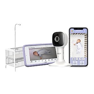 HUBBLE CONNECTED Nursery Pal Crib Edition – Smart Video Baby Monitor with 5" Touch Screen Display and Wi-Fi Connectivity, 7-Color Night Light and Sleep Trainer