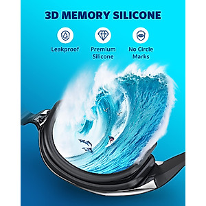 Aegend Swim Goggles, 2 Pack UV Protection, Adjustable, Anti Fog Swimming Goggles No Leaking Adult Men Women Youth, Aqua & Bright Sliver