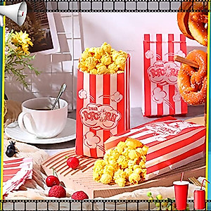Sherr 500 Pcs Paper Popcorn Bags Disposable Popcorn Bags Individual Servings 1 oz Red and White Paper Bags Popcorn Machine Accessories Small Popcorn Bag for Movie Nights, Concessions, Birthday Party