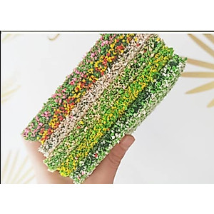 6 Pcs Model Grass Mat Artificial Grass Miniature Shrub Mat Static Shrub Vegetation Groups Bush Model Aritificial Plants for DIY Architecture Building Model Railway Train Diorama Garden,Red Yellow