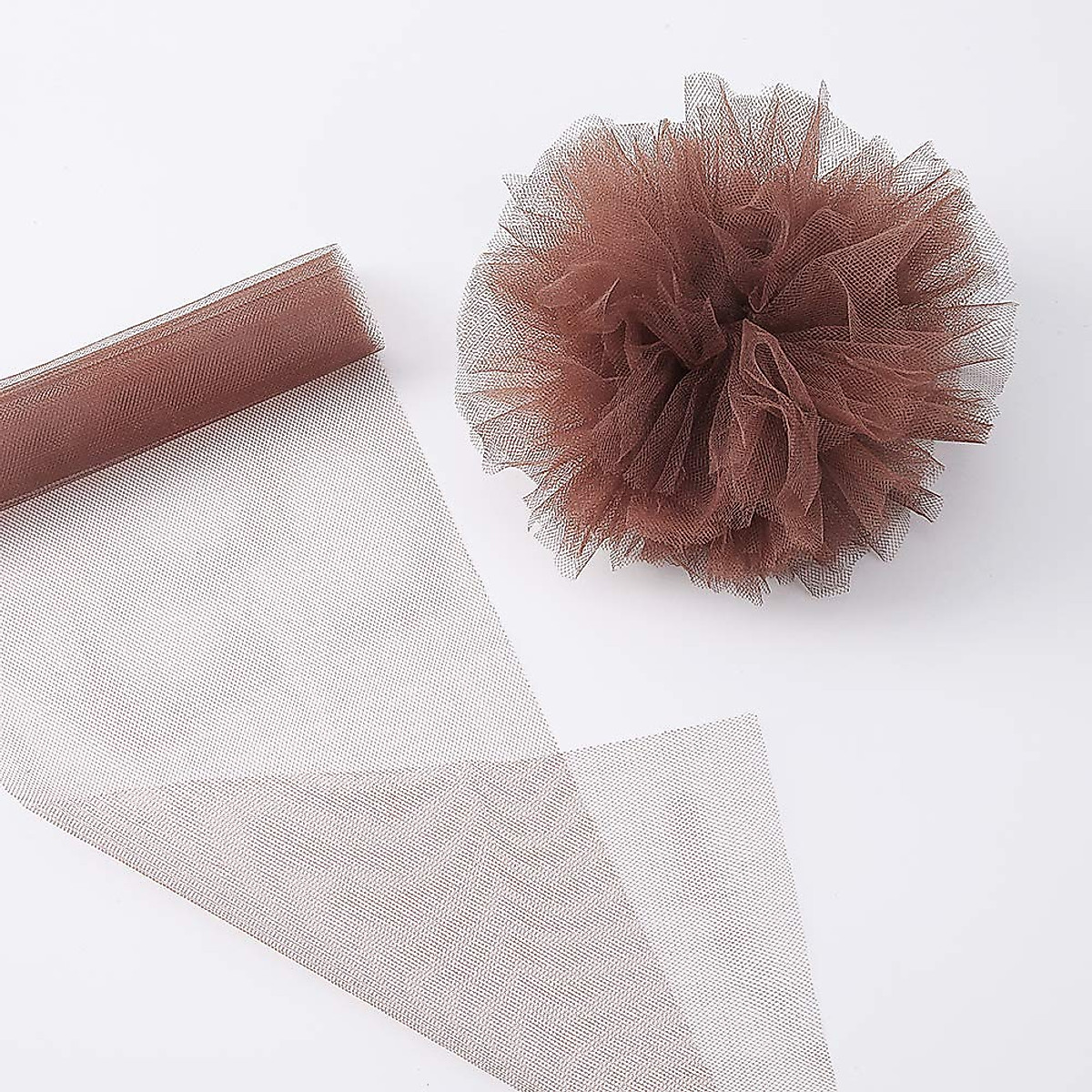Tulle Roll Spool Fabric for Sewing, Table Skirt and Wedding Decoration,6 Inches by 100 Yards! (Brown)