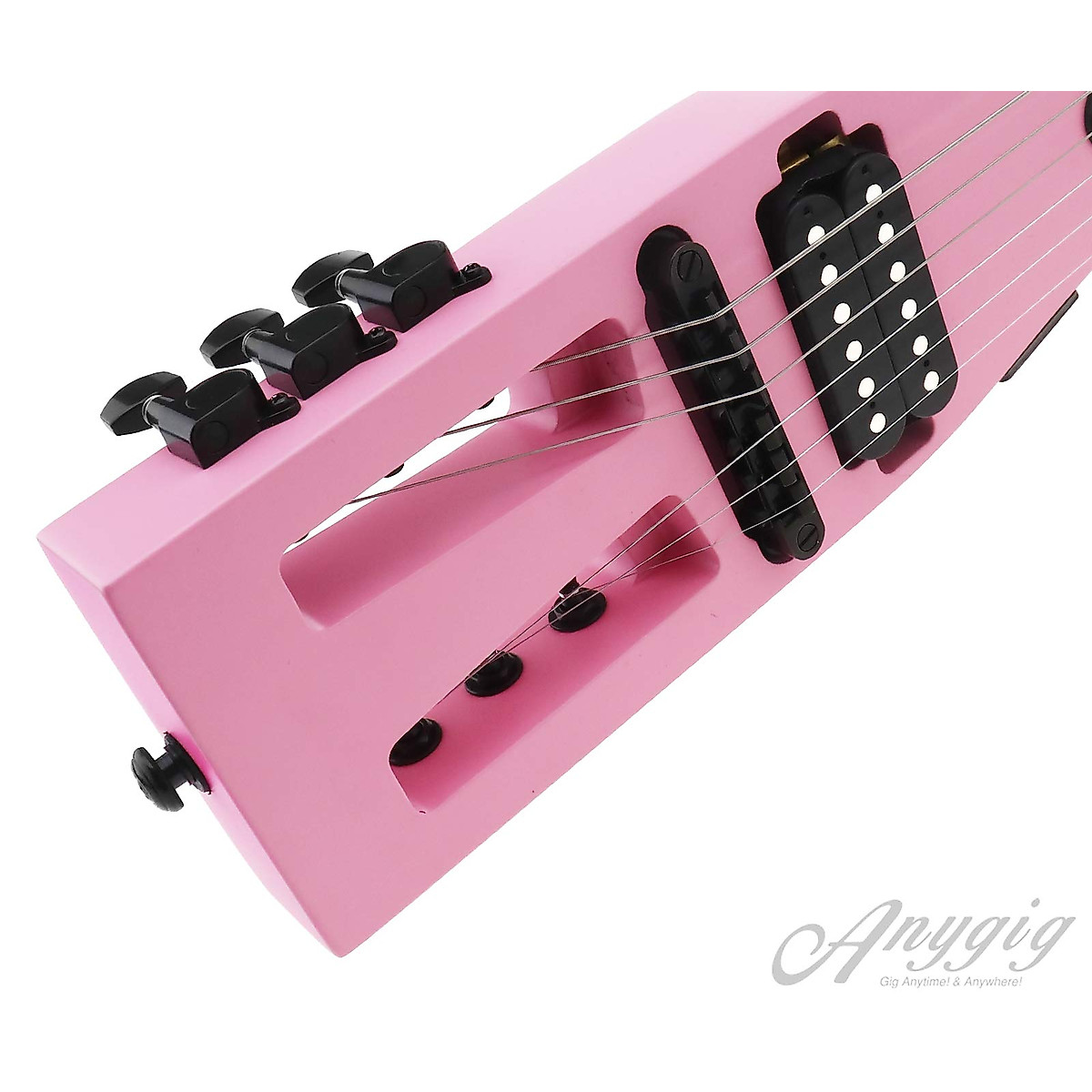 Anygig Electric Guitar Practice Portable Travel 82CM 1.6KG Pink Matte 25.5" Full Scale with Gigbag Right Handed