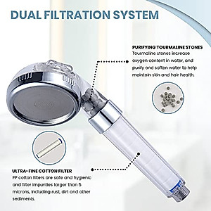 ZOOP Filtered Shower Head with Water Saving 3-Way Shower Modes, Dual Filtration System, Handheld High-Pressure Shower, Including Extra Cotton Filter