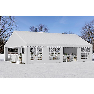YITAHOME 20x32FT Heavy Duty Party PVC White Tent Wedding Event Shelters Upgraded Galvanized Ripple Canopy with Large Roof Removable Sidewalls & 4 Storage Bags 600D Oxford Commercial